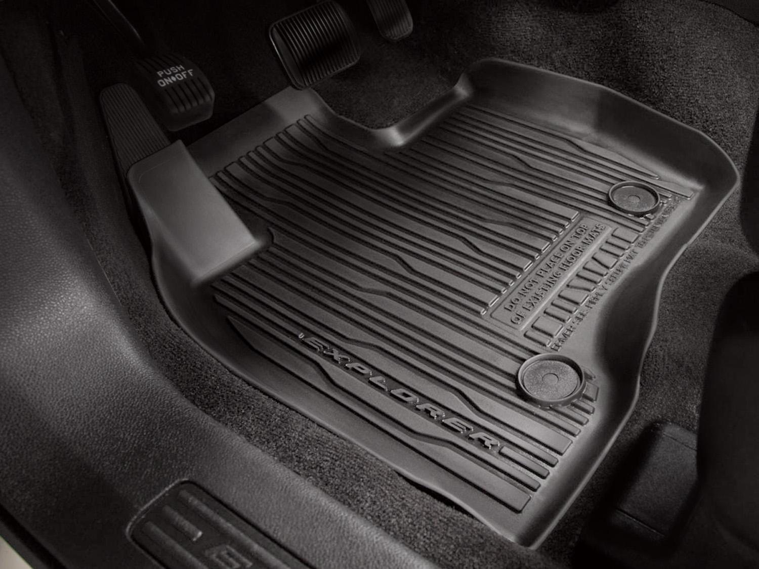 Explorer 2017 2019 Black 4pc All Weather Floor Liner Tray with 2nd Row Hump Flap