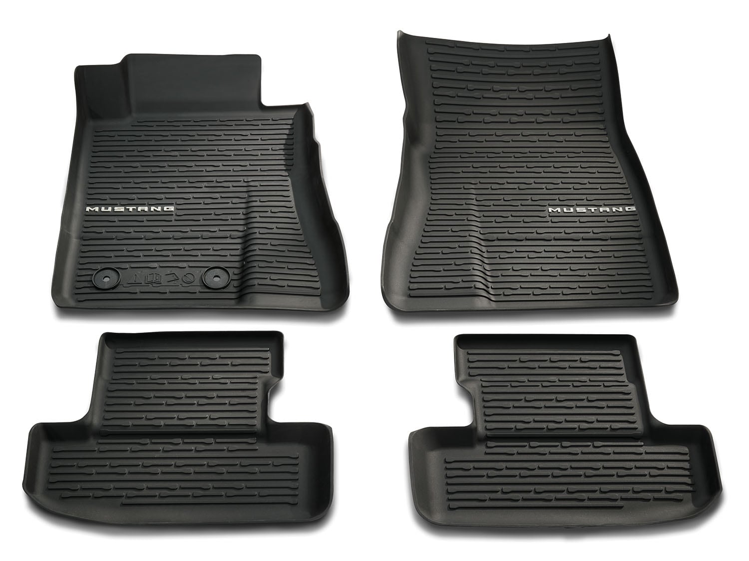 Mustang 2024 2025 All Weather Floor Liners 4 pc set w Mustang Logo on Fronts